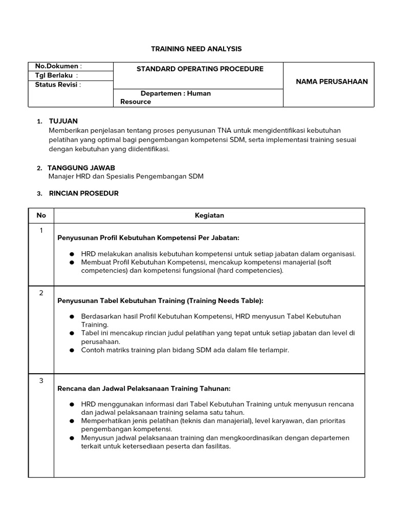 4. SOP TnD (Training Need Analysis) | PDF