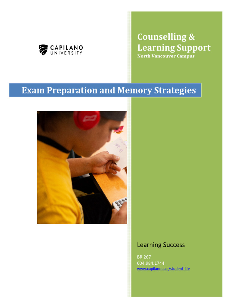 Exam Prep and Memory Handout - 144eeb7cf1c | PDF | Memory | Study Skills