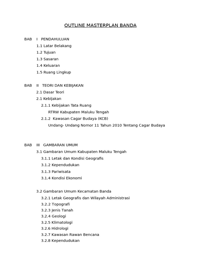 Outline Masterplan Banda | PDF