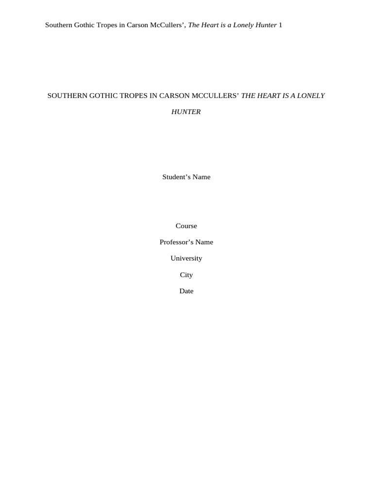 Southern Gothic Tropes in Carson Mccullers | PDF