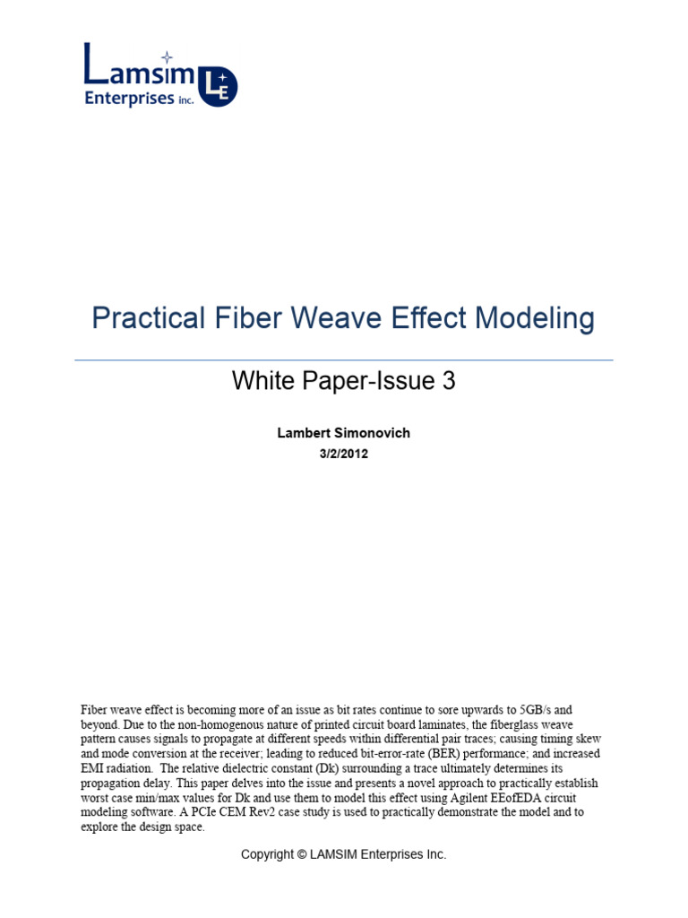 Practical Fiber Weave Modeling Iss3 Mar2 12 | PDF | Transmission Line ...