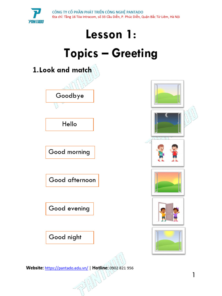 (HW) Lesson 1 - Topics - Greeting | PDF