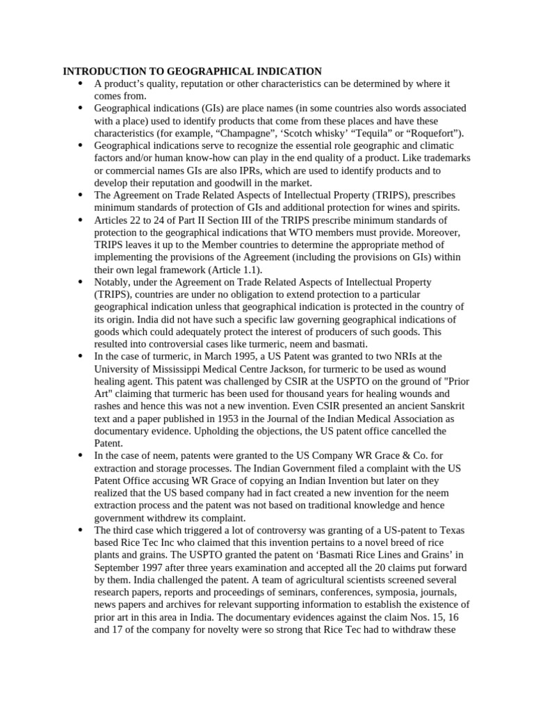Unit-5 IPR GEOGRAPHICAL INDICATION | PDF | Trademark | Justice