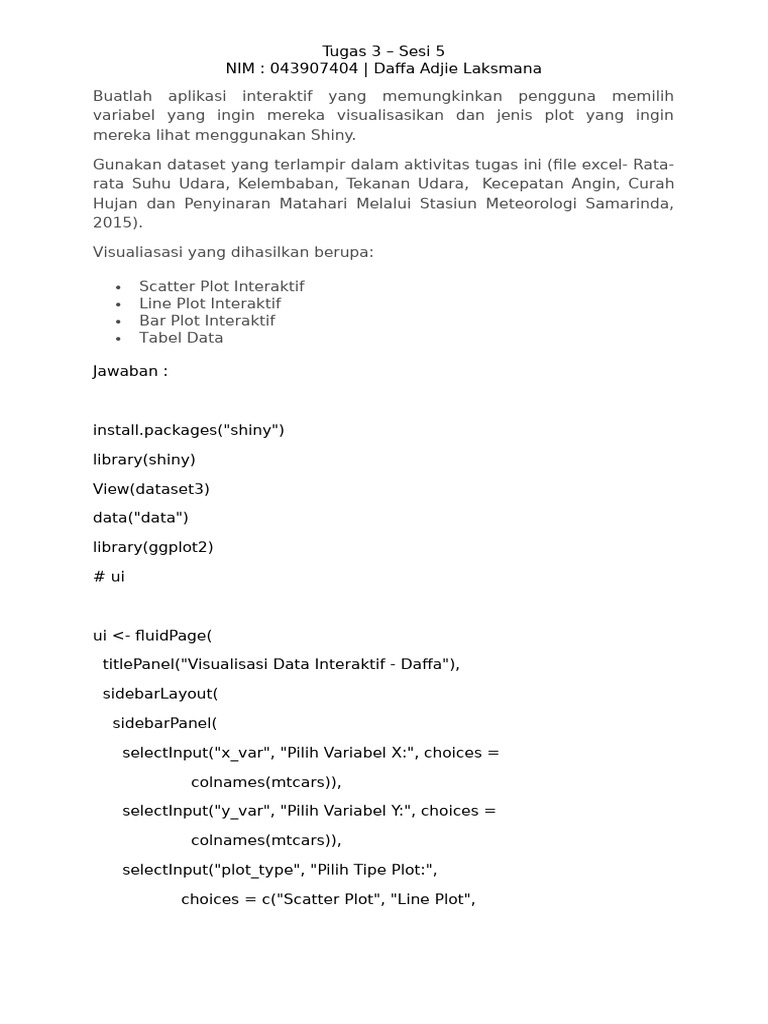 Tugas 3 - MSIM4310 - Analisis Dan Visualisasi Data | PDF