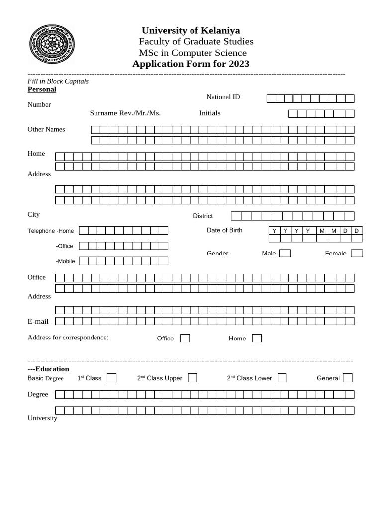 MSc Computer Science Application 2023 | PDF | Academic Degree | Diploma