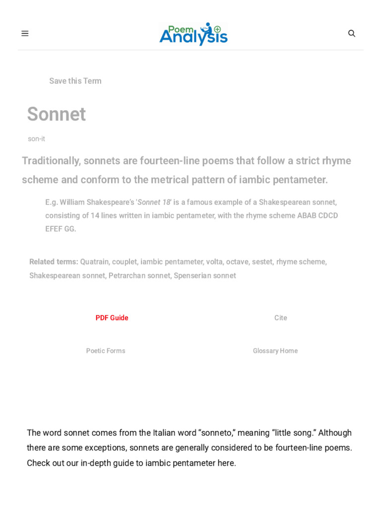 What is a Sonnet_ Definition and Examples - Poem Analysis | PDF | Sonnets | Poetry