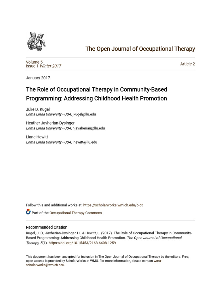 Occupational Therapy in Childhood Health | PDF | Body Mass Index ...