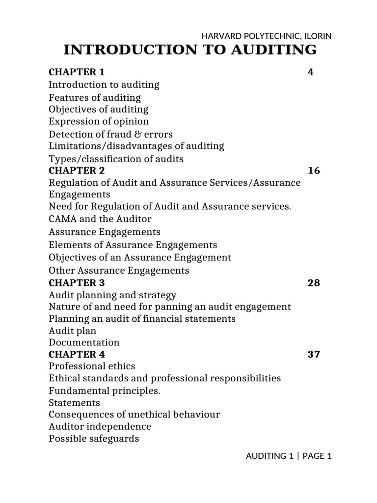 Acc 213 Auditing 1 | PDF | Audit | Internal Control