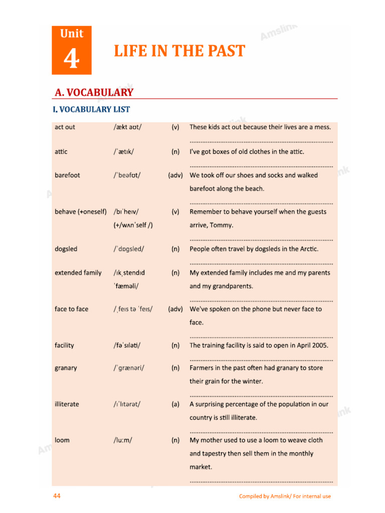 Skill - 9DK - Unit 4 - Life in The Past | PDF