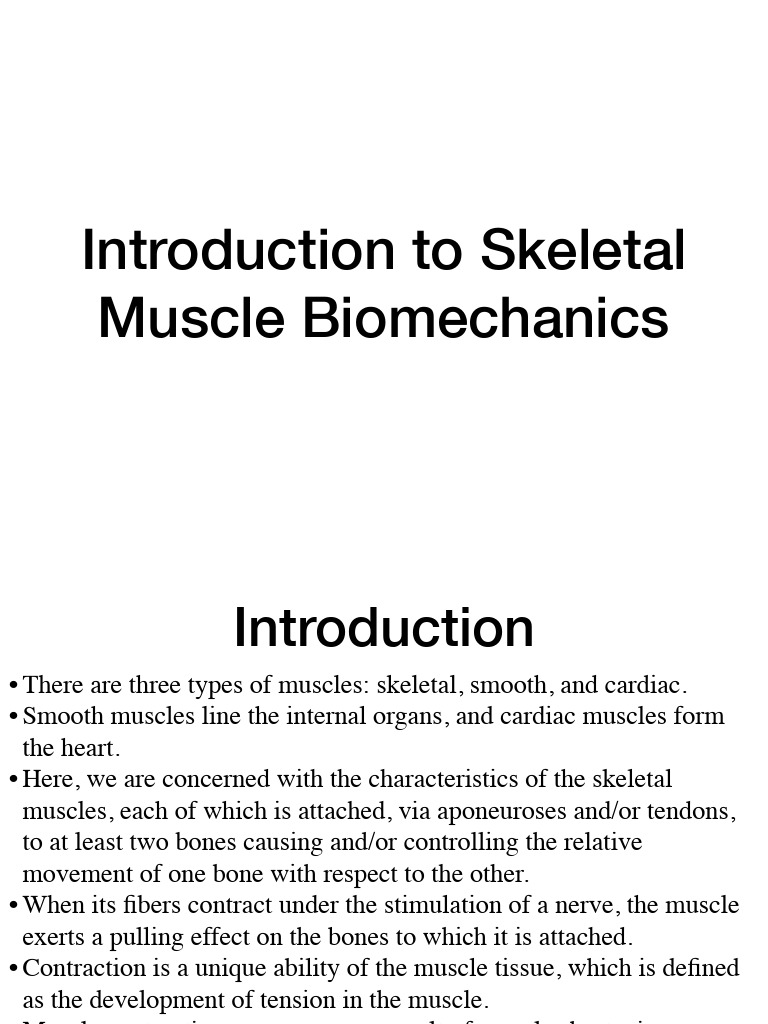 Muscle Biomechanics Intro (1) | PDF | Muscle Contraction | Skeletal Muscle