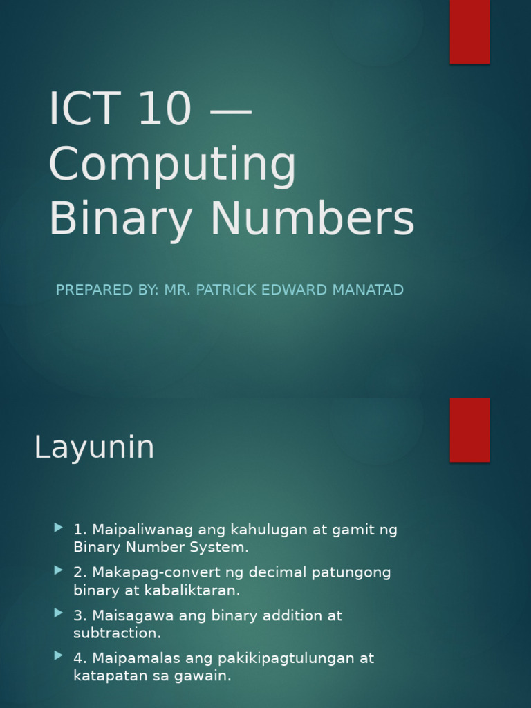ICT10 Computing Binary Numbers DepEd | PDF