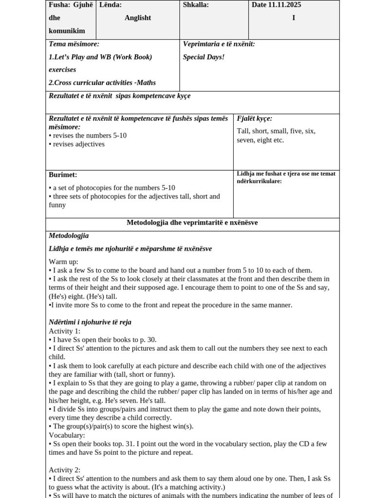 1.let's Play and WB (Work Book) Exercises Cross Curricular Maths 11.11 ...