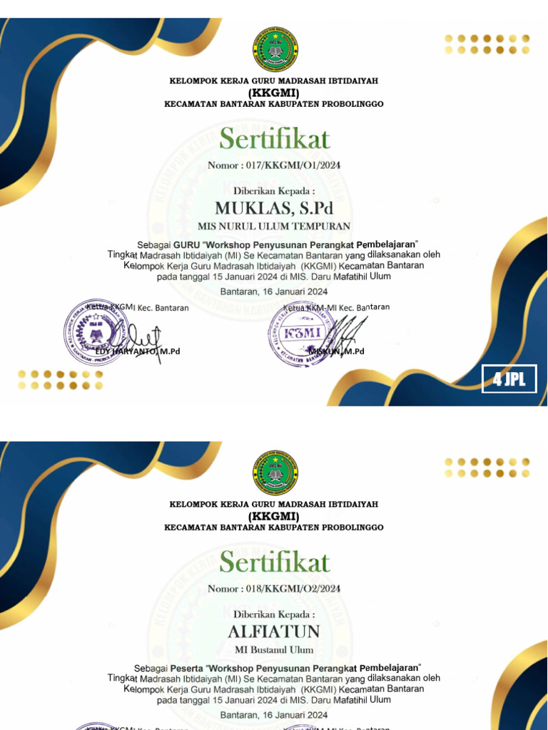 Sertifikat KKG Penyusunan Perangkat Pembelajaran | PDF