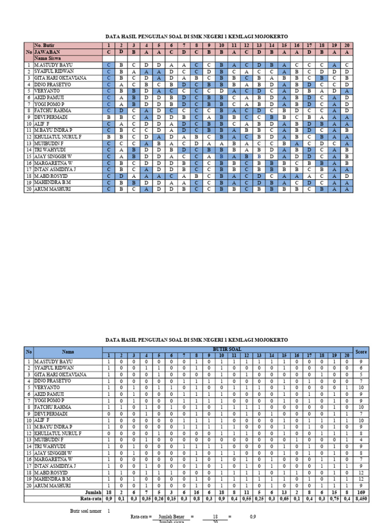 Contoh Tabulasi Data | PDF