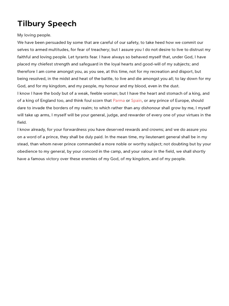 Tilbury Speech | PDF