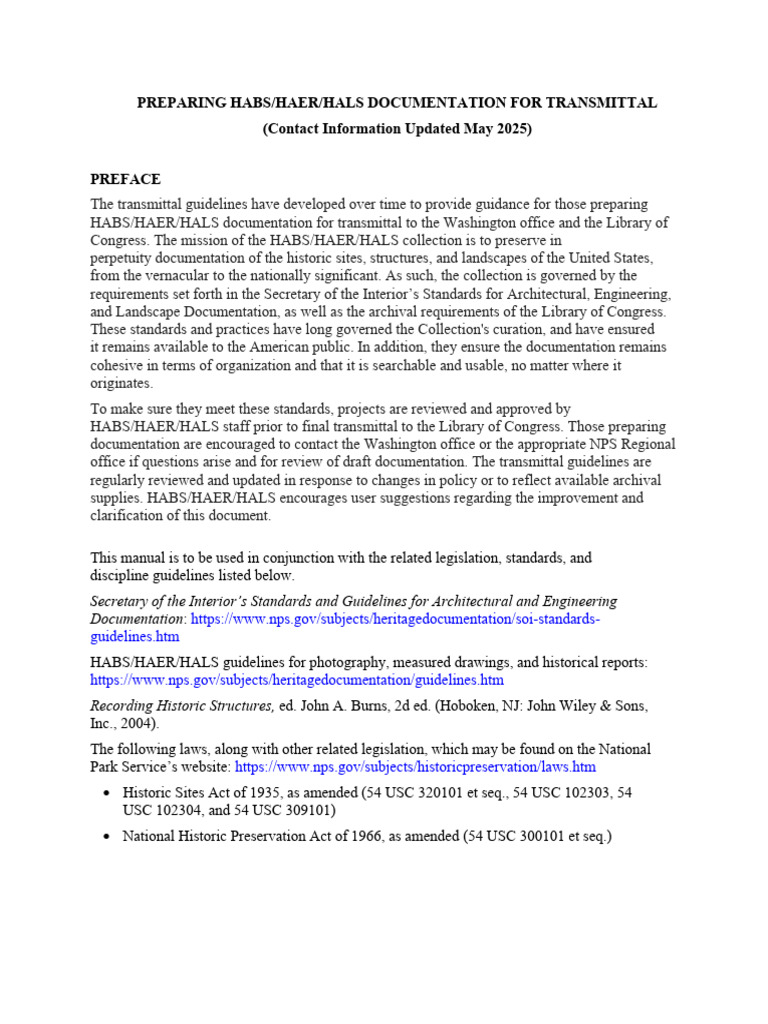HABS/HAER/HALS Transmittal Guidelines | PDF | Public Domain | Ink