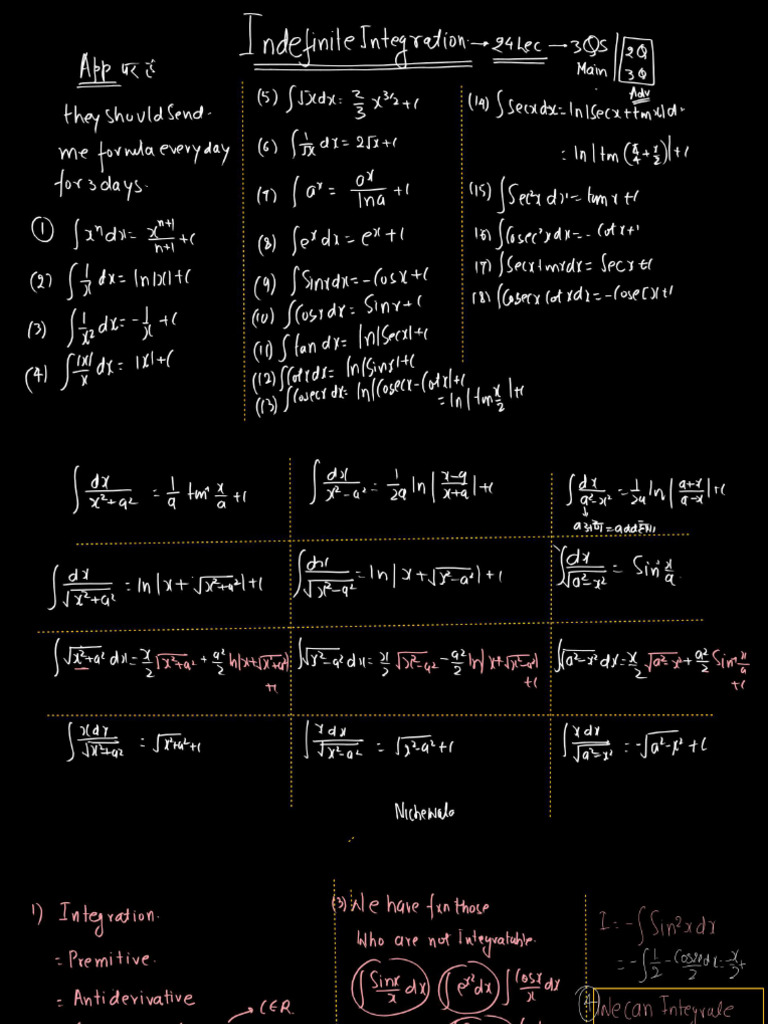 Indefinite Integration - L-01 (Class Notes) - Basics of Integration | PDF