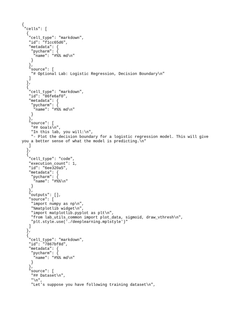 C1 W3 Lab03 Decision Boundary Soln.ipynb | PDF | Regression Analysis | Applied Mathematics