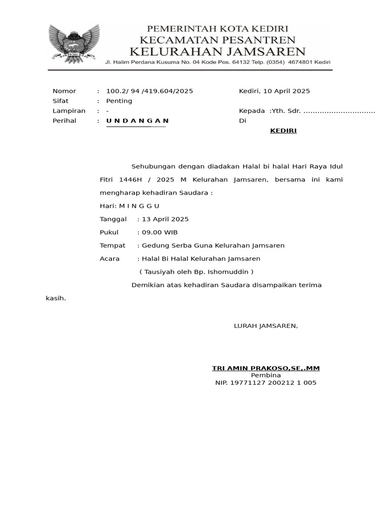 Undangan Halal Bi Halal | PDF