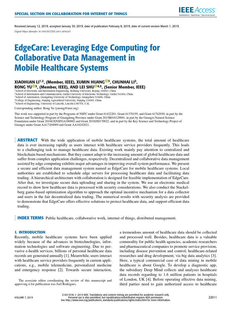 EdgeCare Leveraging Edge Computing For Collaborative Data Management in Mobile Healthcare ...