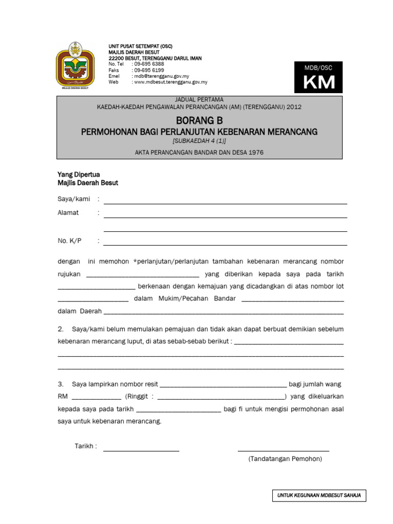 Borang B Pelanjutan Tempoh | PDF