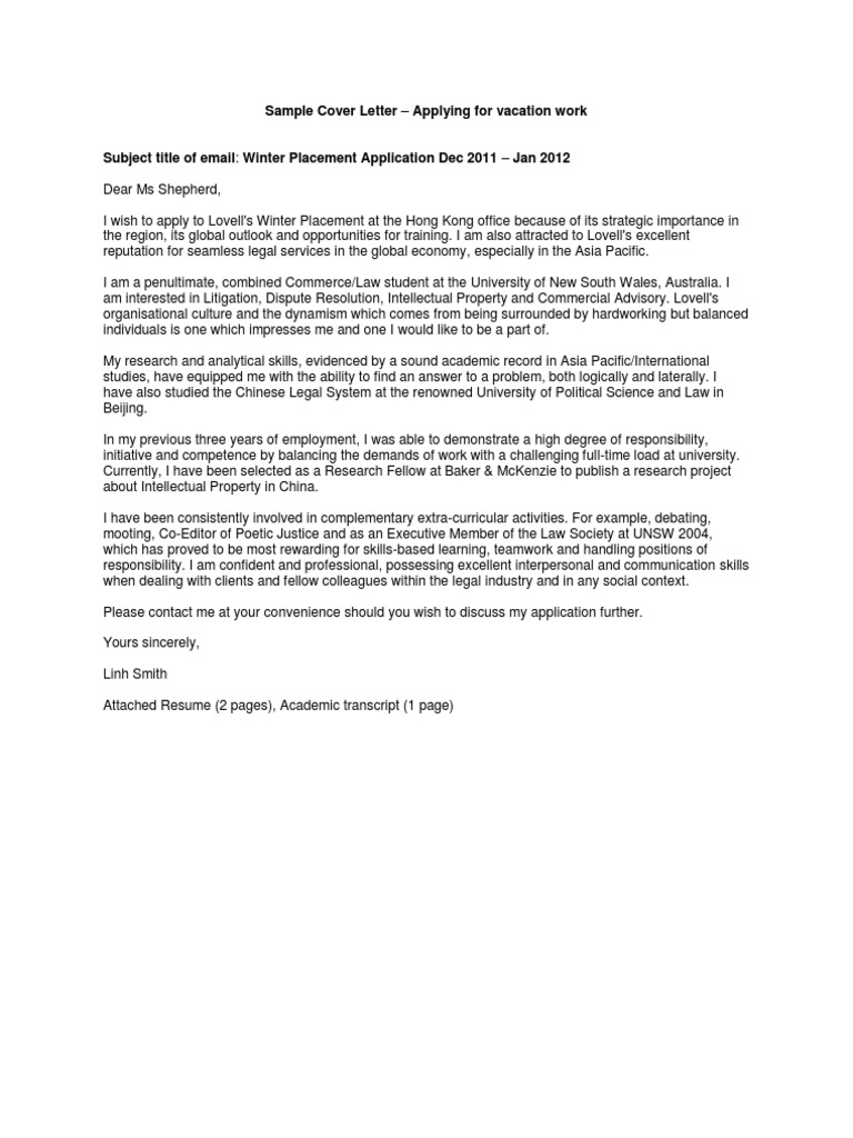 Unsw Cover Letter