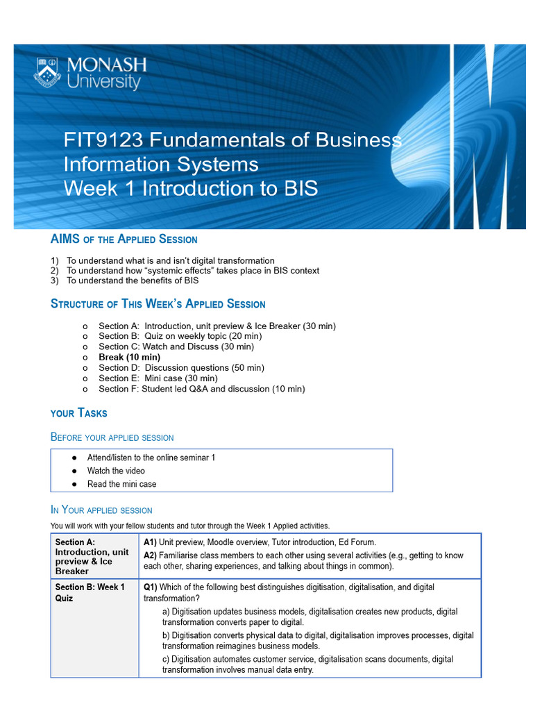 Applied 1 - Introduction To BIS | PDF | Business