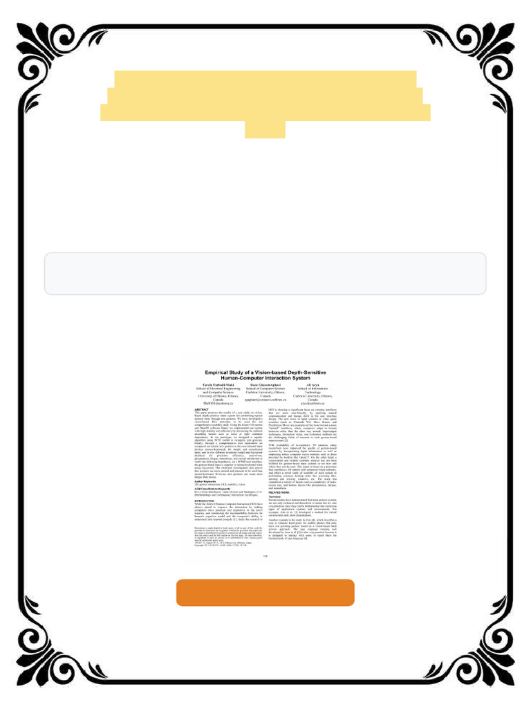Empirical study of a vision based depth sensitive human computer interaction system 1st Edition ...