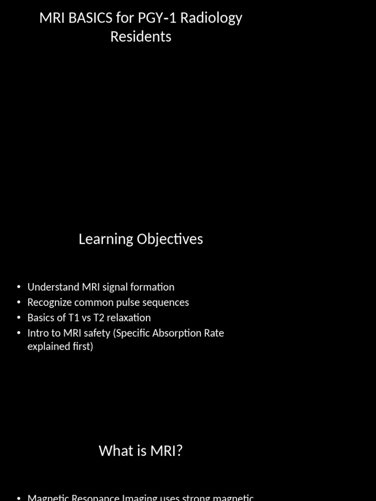 MRI_Basics_Residents (1) | PDF