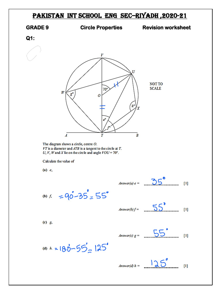 MS Exam Revision Circle Theorem (Answer) | PDF