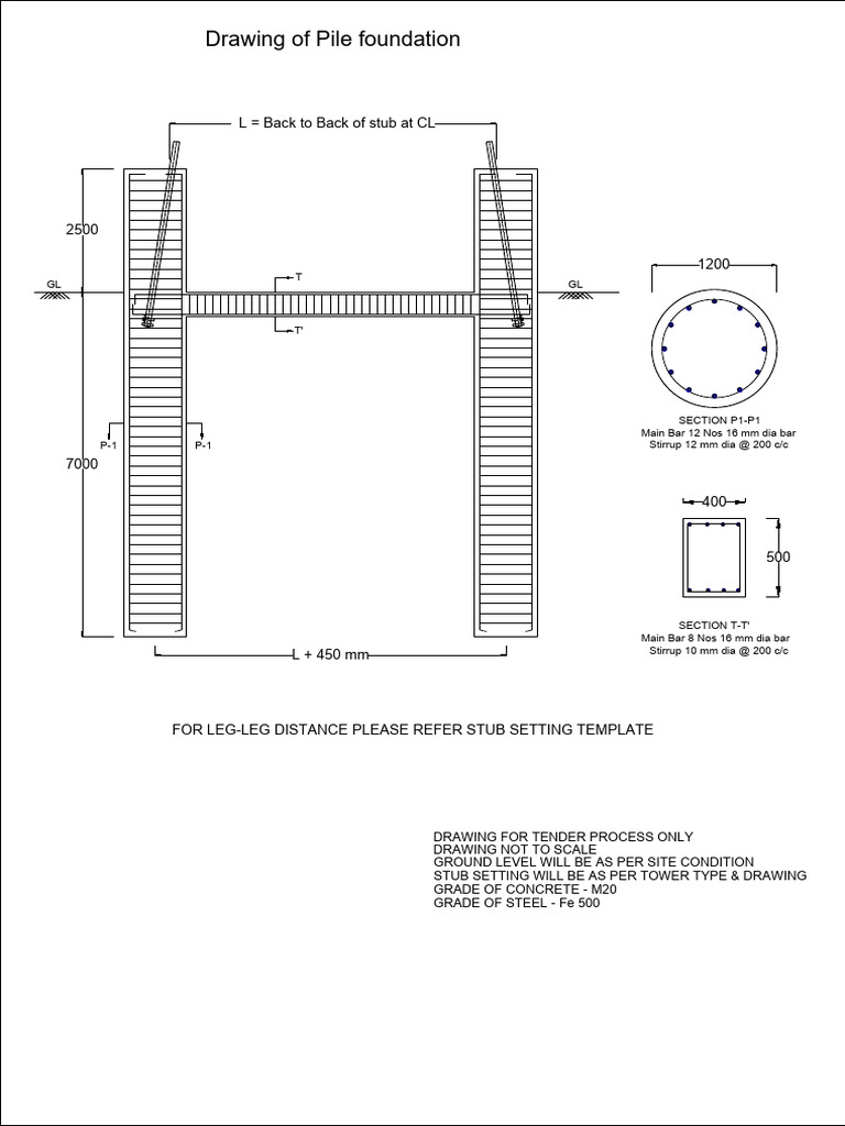 Pile Foundation Drawing Specifications | PDF