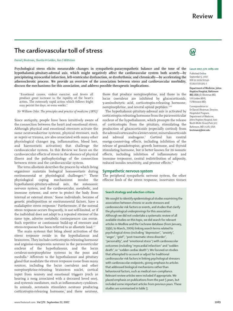 Stress and Cardiovascular Health Review | PDF | Stress (Biology ...