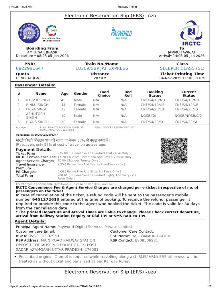 ASR TO JAT | PDF | Public Transport