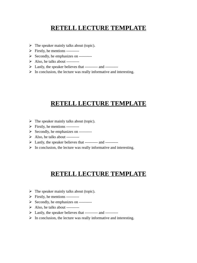 Retell Lecture Template | PDF