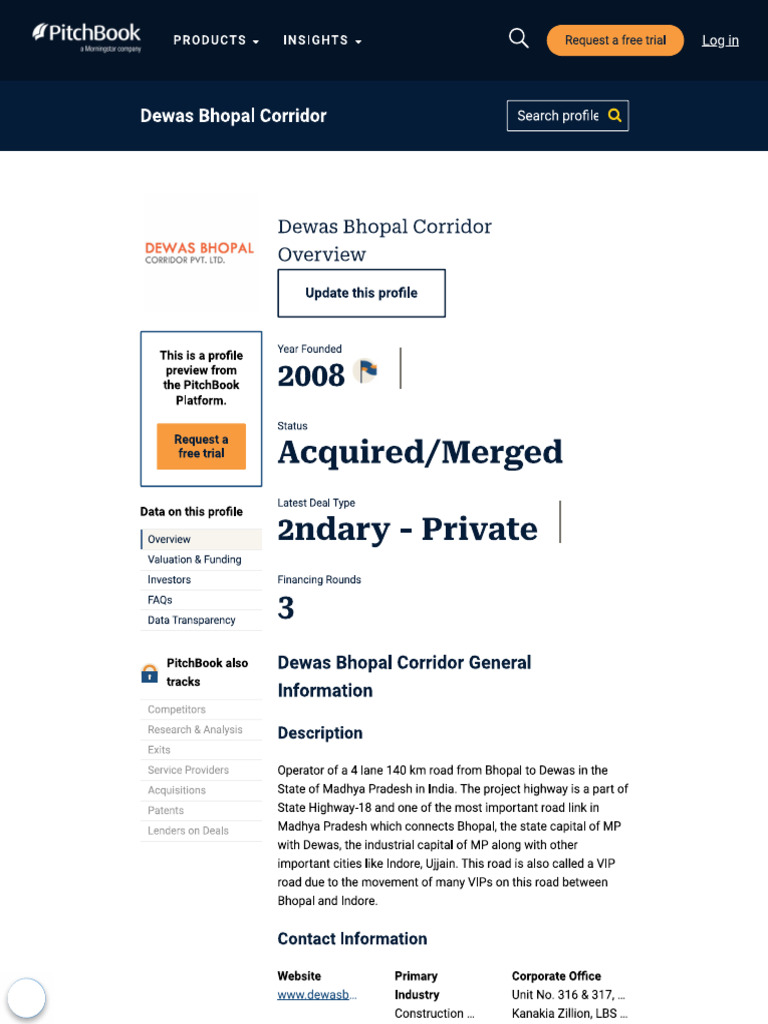 Dewas Bhopal Corridor 2025 Company Profile | PDF