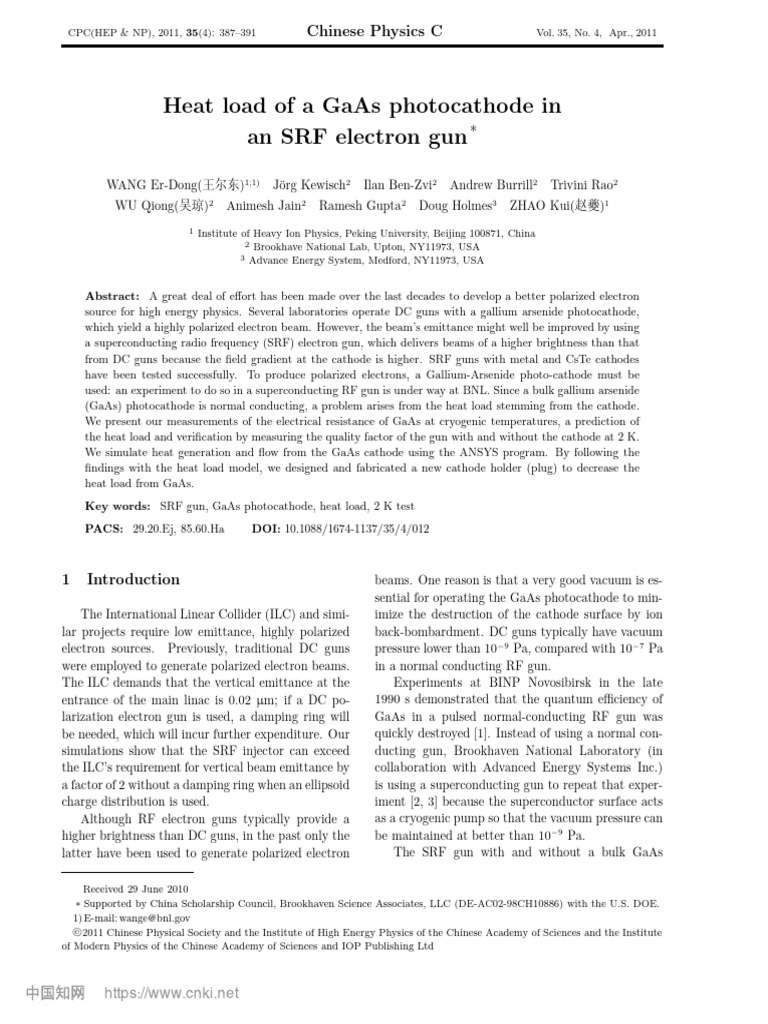 Heat Load of a GaAs Photoc... Ode in an SRF Electron Gun - 王尔东 | PDF ...