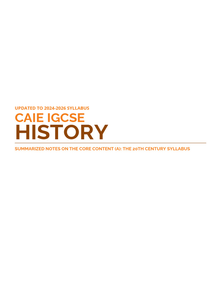 Caie Igcse History 0470 Core Content a the 20th Century v3 | PDF ...
