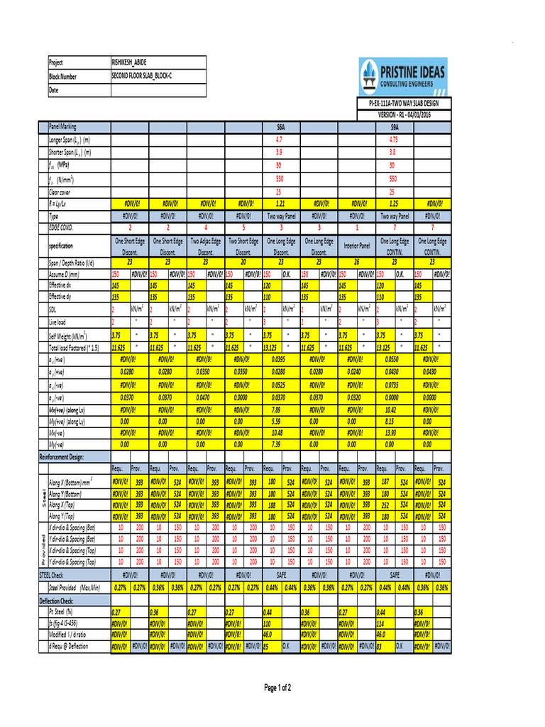 Two Way Slab Design Check - (Block-C) - 3rd Floor-1 | PDF | Structural ...
