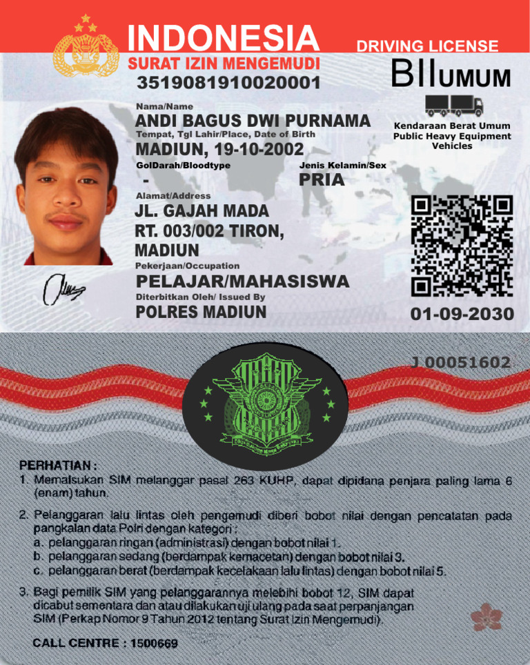 Andi Bagus Dwi Purnama Sim b2 Model Baru | PDF