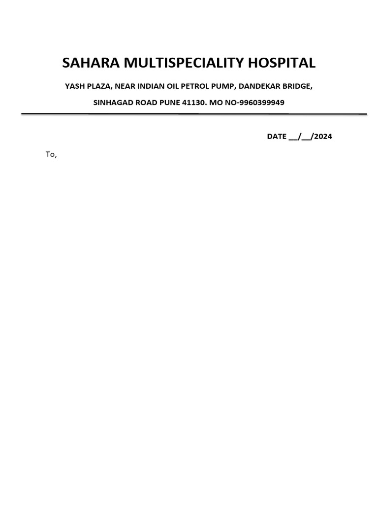 Sahara Multispeciality Hospital Pune | PDF