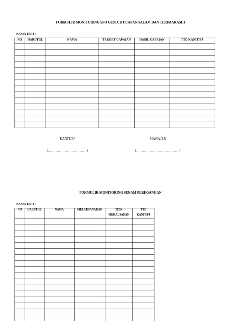 Form Monitoring SPO Gestur Dan Germas | PDF