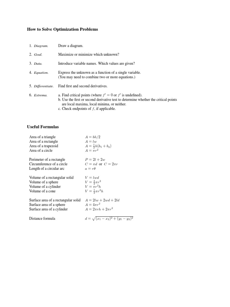 How To Solve Optimization Problems | PDF | Area | Maxima And Minima