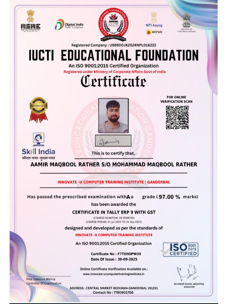 Tally Certificate | PDF