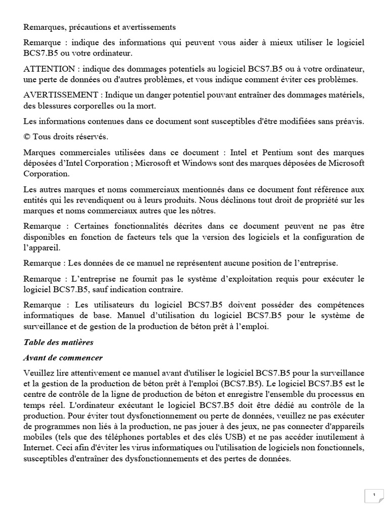 Manuel d'utilisation BCS7.B5 pour béton | PDF | Logiciel | Informatique