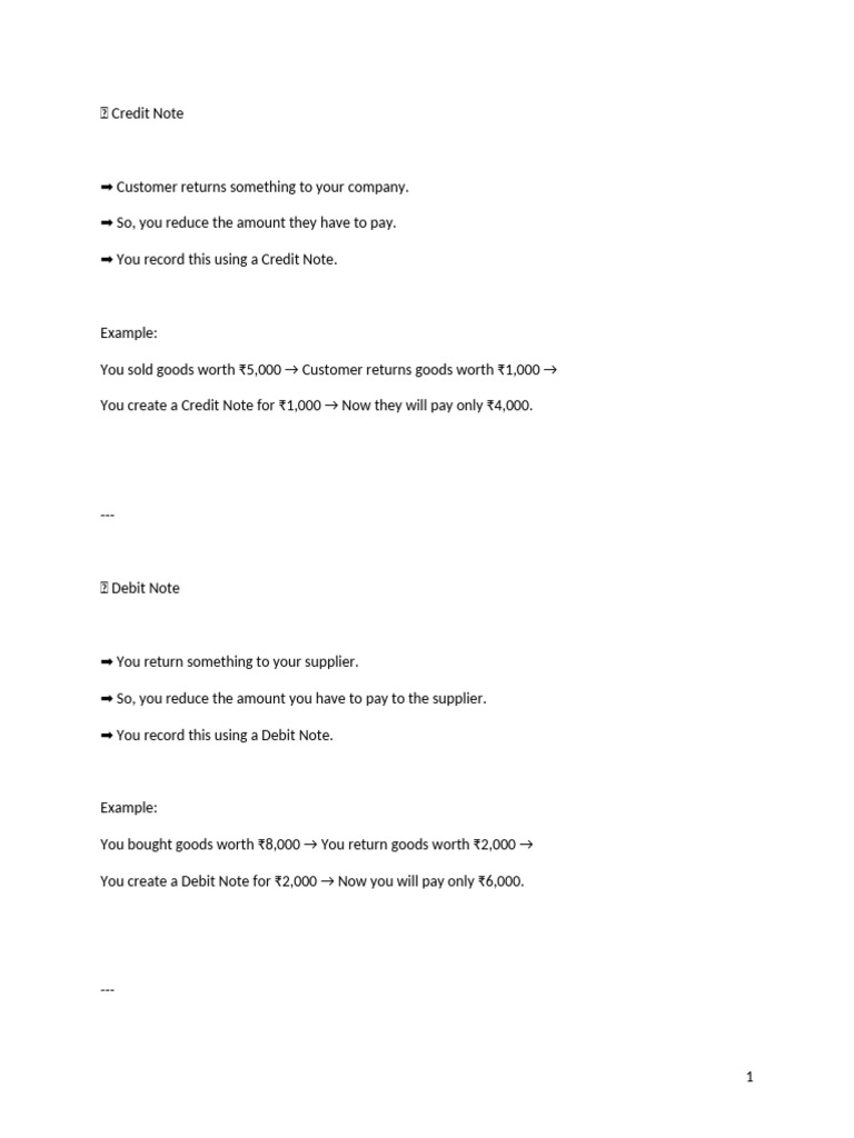 Credit Note and Debit Note On Wards | PDF