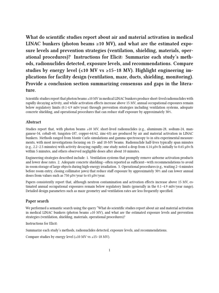 Elicit - Air and Material Activation in Medical LINAC Bunke - Report ...