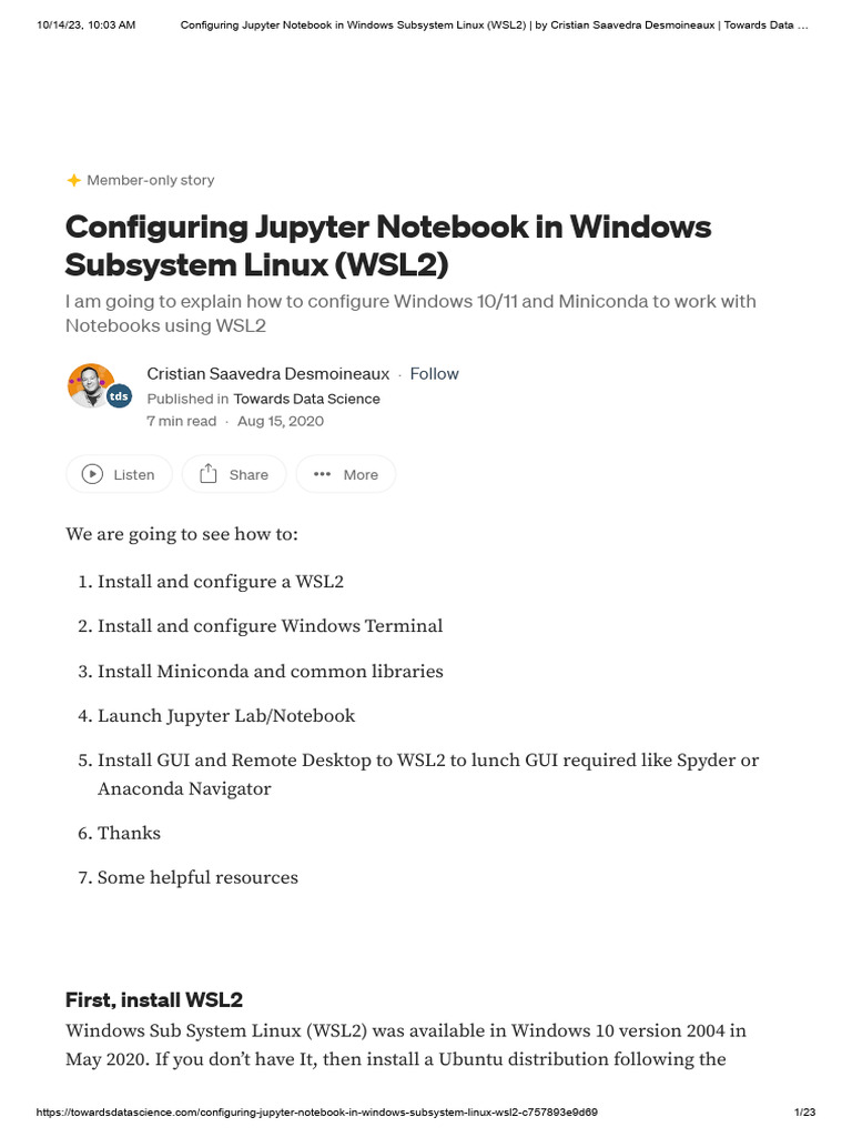 Configuring Jupyter Notebook in Windows Subsystem Linux (WSL2) - by Cristian Saavedra ...