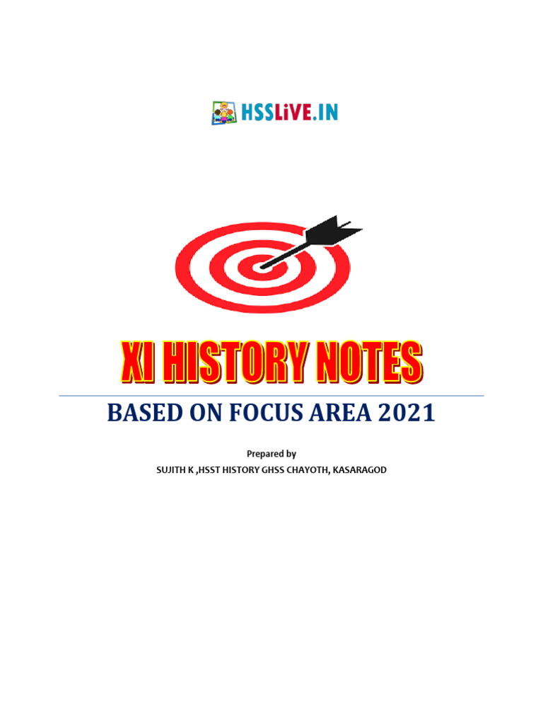 Hsslive Xi History Focus Notes All in One PDF English Sujith | PDF ...