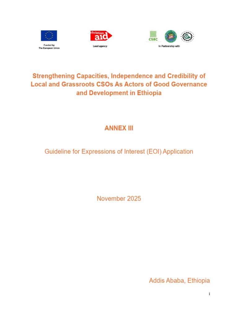 Annex III. EU CSF+ Guideline For The EOI | PDF | Expense | Peacebuilding