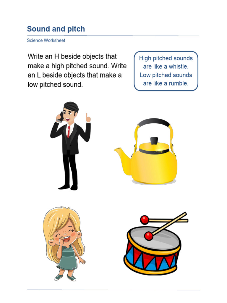 Sound and Pitch Science Worksheets | PDF